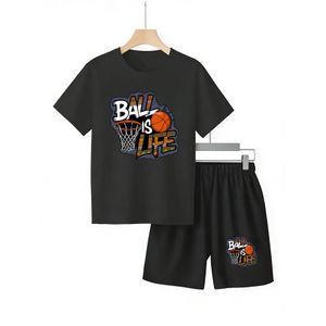 Fashion BALL IS LIFE Basketball Children's Short-Sleeve Set