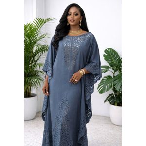 Fashion OSC Signature Grey Floor-Length Laser bubu dress