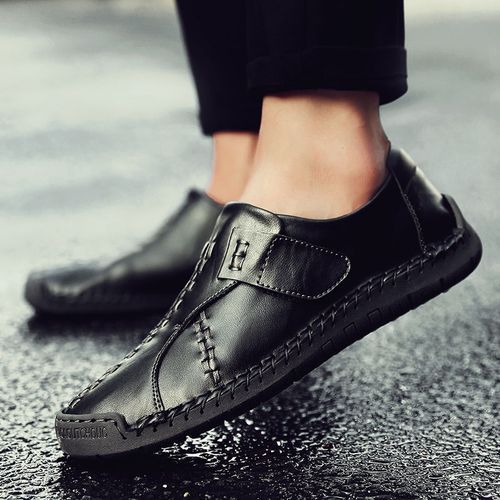 Fashion Men's Italian Fashion Casual Work Leather Shoes-Black-EU 38 ...