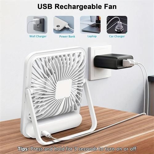 Generic Q3 Portable Rechargeable Desktop Fan with 5 Speeds and LED ...