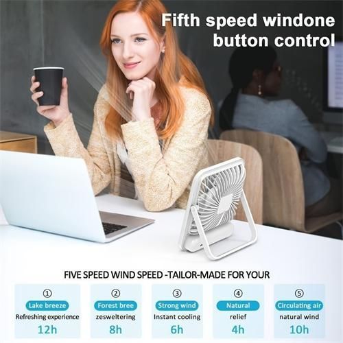Generic Q3 Portable Rechargeable Desktop Fan with 5 Speeds and LED ...