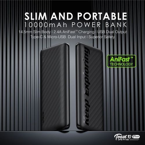 Oraimo OPB-P118D 10000mAh Power Bank Dual Fast Charging, Anifast ...