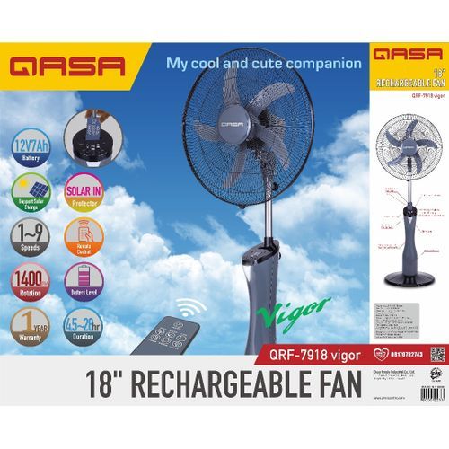 Qasa 18inch Rechargeable Standing Fan Wit Remote Control Jumia Nigeria