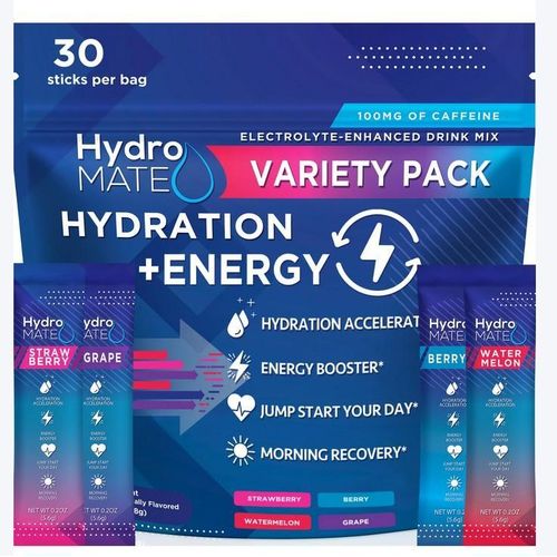 HydroMATE Electrolytes Powder Drink Mix Packets Hydration Accelerator ...