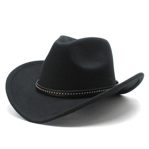 Generic Western Cowboy Hat Unisex Tweed Felt Wide Brim Hat With | Jumia ...