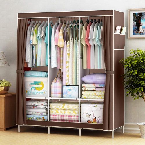 Generic Simple fabric wardrobe, steel pipe combination, modern ...