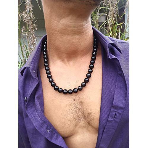 Black obsidian bead necklace store