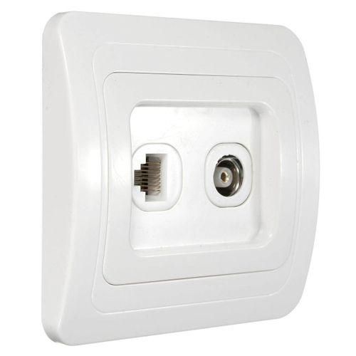Generic RJ11 Tel TV Television Coaxial Coax Wall Face Plate Panel ...