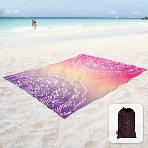 Generic Sand Proof Beach Blanket Sand Proof Mat with Corner Pockets and Mesh Bag for Beach Party Travel Camping Blue and Pink Mandala Jumia Nigeria
