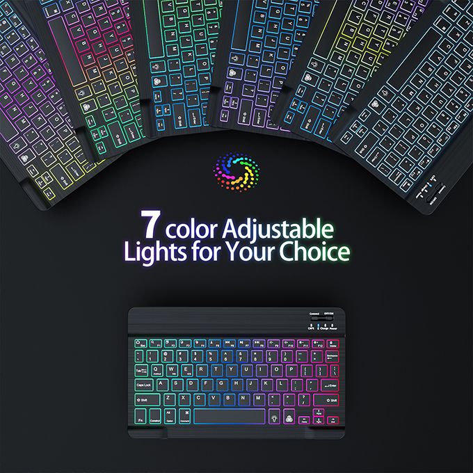 Generic 7-Color Light Wireless Keyboard And Mouse Set Rechargeable ...