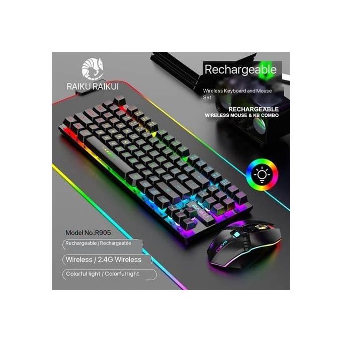 Generic RAIKU R905 wireless charging keyboard and mouse set 87-key LED ...
