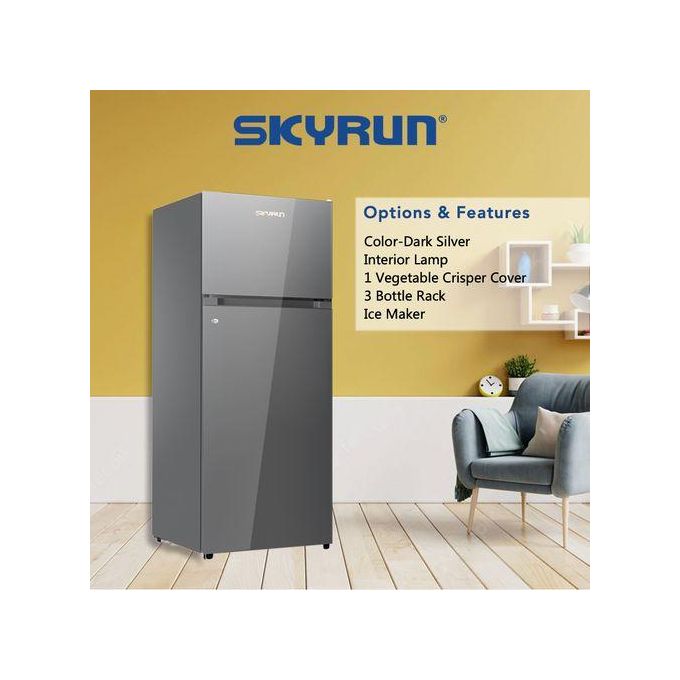 Skyrun 200L Double Door Top Mount Fridge (BCD-200K) -Grey | Jumia Nigeria