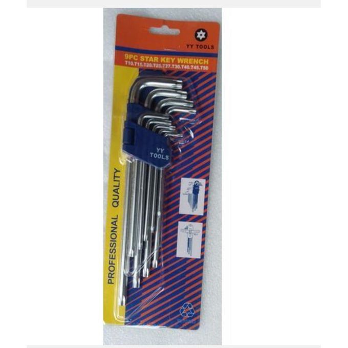 Generic 9pc set offset safety Ani Tamper proof star allien key set long ...