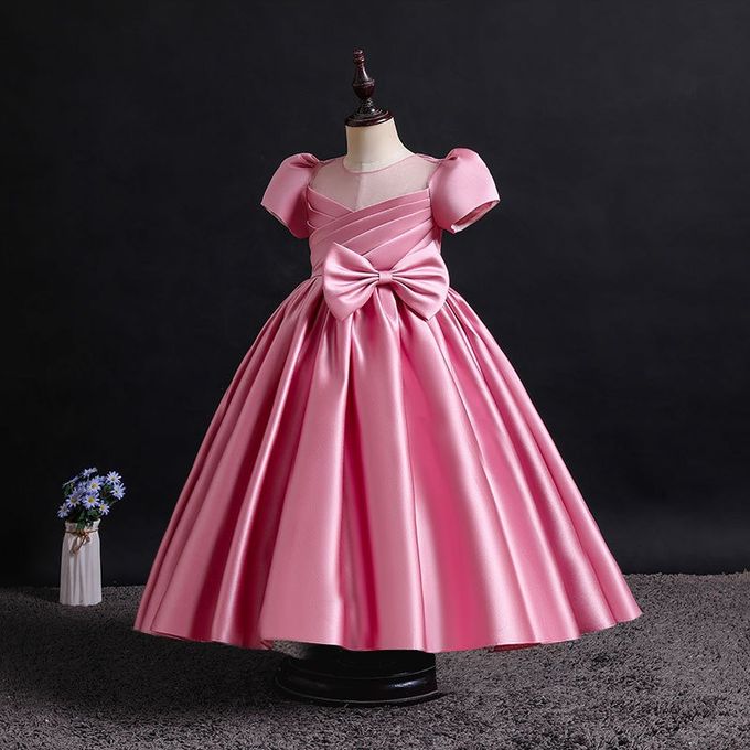 Fashion GIRL UNIQUE CHEST PLEAT BALL GOWN - PINK - G87