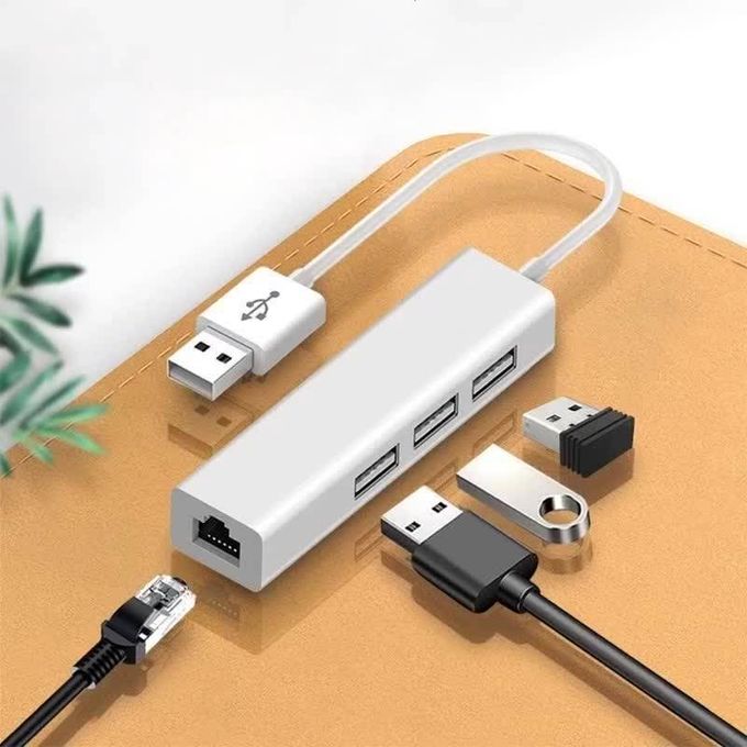 Generic 3 Port USB HUB 2.0 Lan Network Card USB To Ethernet
