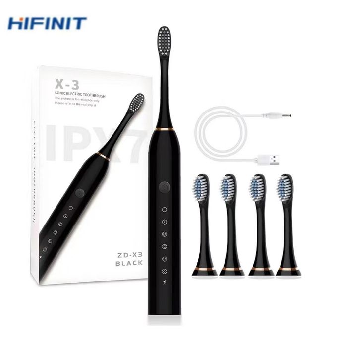Generic Electric Toothbrushes Whitening With 3 Brush Heads - BLACK ...