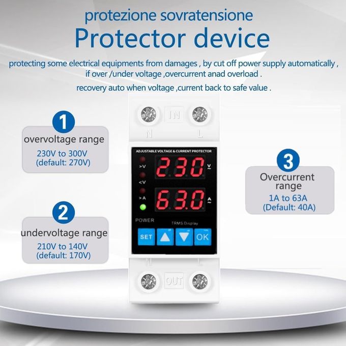 Generic 63A Over/Under Surge Protector/Voltage Protection