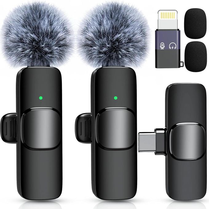 SIKITUT Wireless Lavalier Microphone for iPhone Android, 2