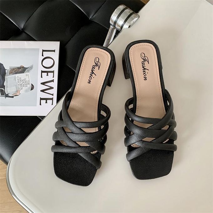 Fashion Black Comfy Slip-on Block Heel Rubber Jelly