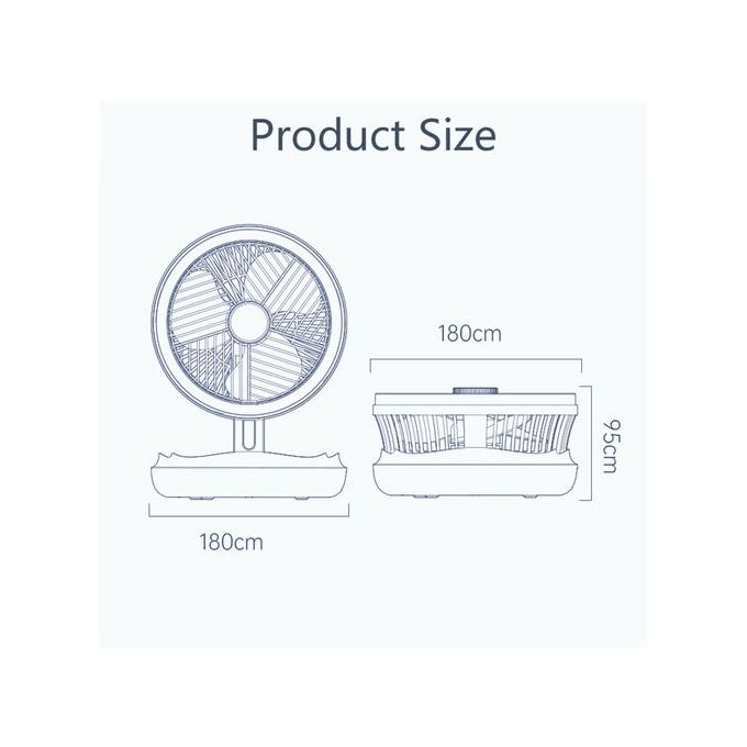 Generic USB Rechargeable 4-Speed Variable Fan Foldable Table Fan ...