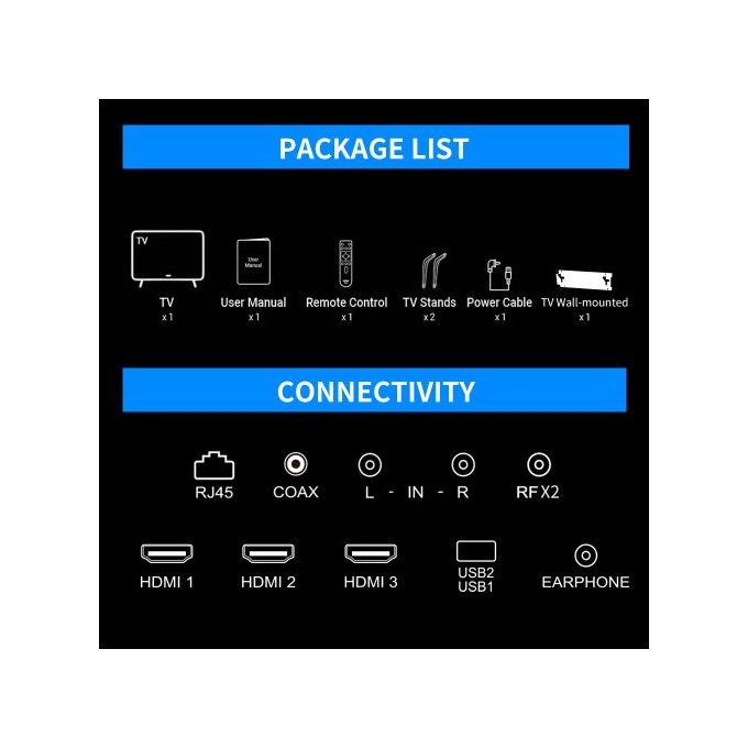 Hikers 50'' Inch Frameless Android Smart 4K LED TV-Black+12