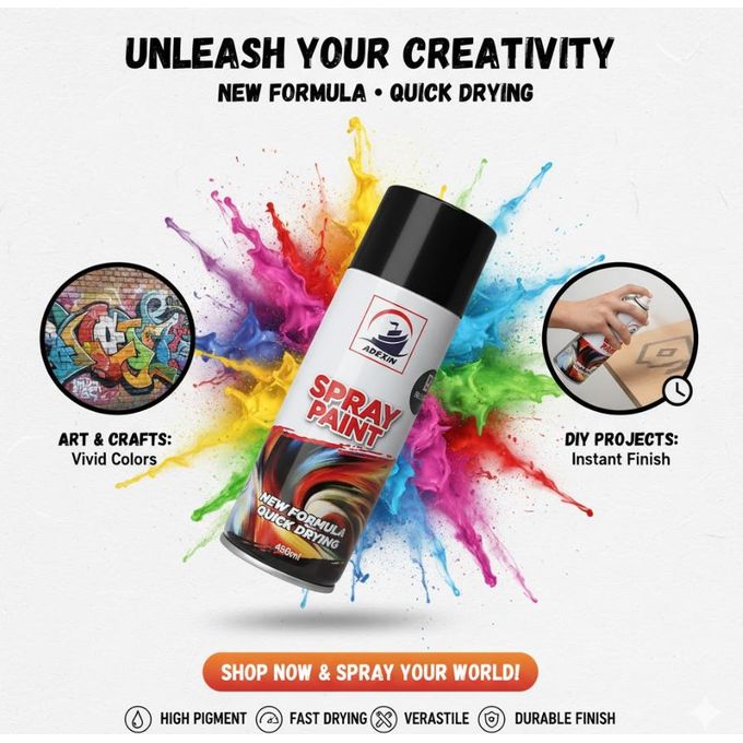 Adexin RICH BLACK High Quality Spray Paint – Multipurpose
