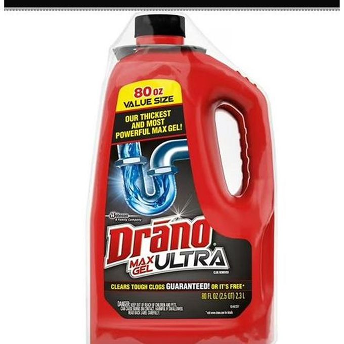 DRANO Max Gel Ultra Drain Opener, Clears Tough Clogs, 80 oz