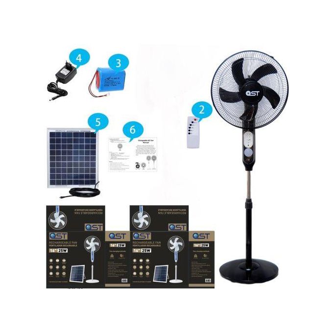 SOLAR OST 16" Rechargeable Solar. Standing Fan With 20w Solar Panel ...