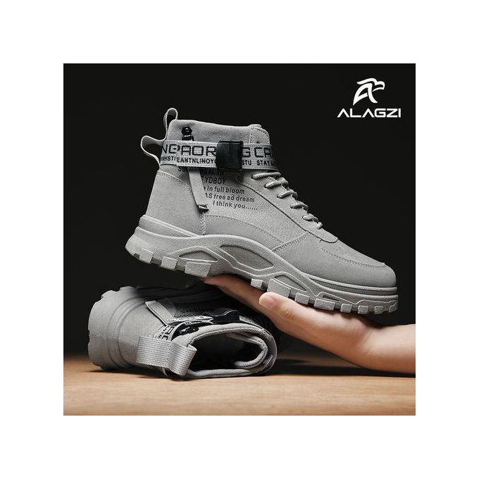 ALagzi Mens Casual High-Top Shoes Running Sneakers - Grey