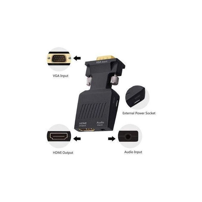 Generic VGA HDMI Adapter With 3.5mm Audio Output 1080P HDTV