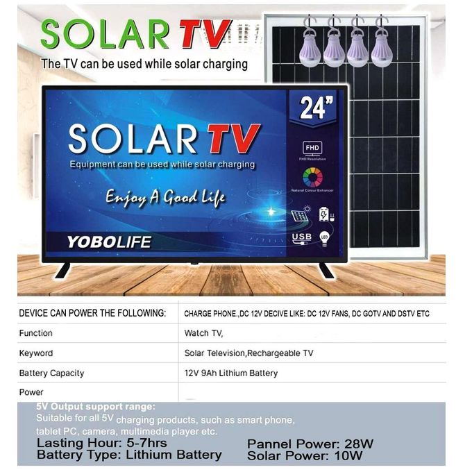 YOBOLIFE 24 inch 10W "Rechargeable" AC/DC SOLAR INVERTER HD
