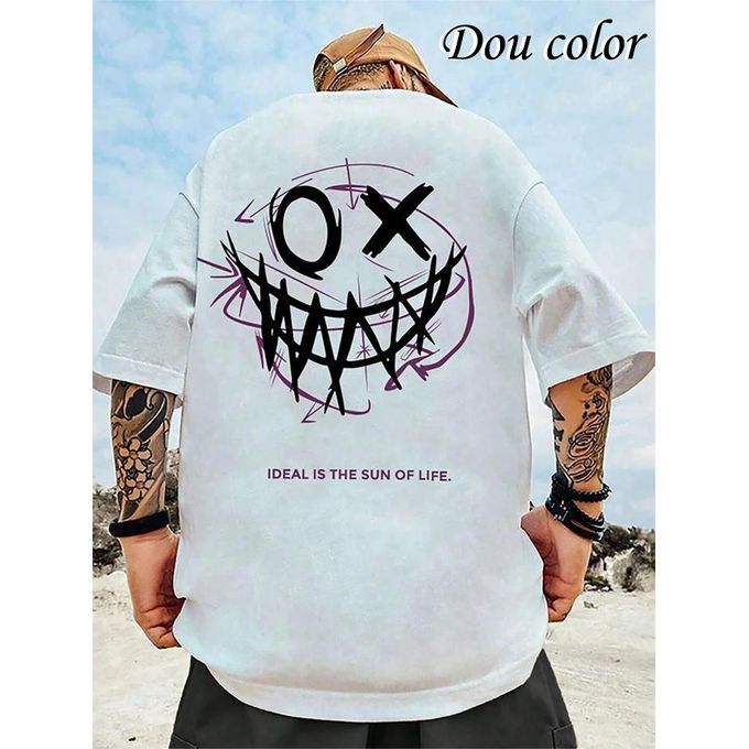 Dou-color Men's Thick Hip Hop T-shirt - White