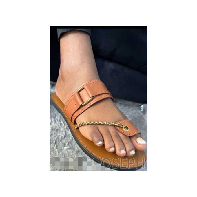 Fashion Executive Men Quality Leather Pam - Brown Slippers