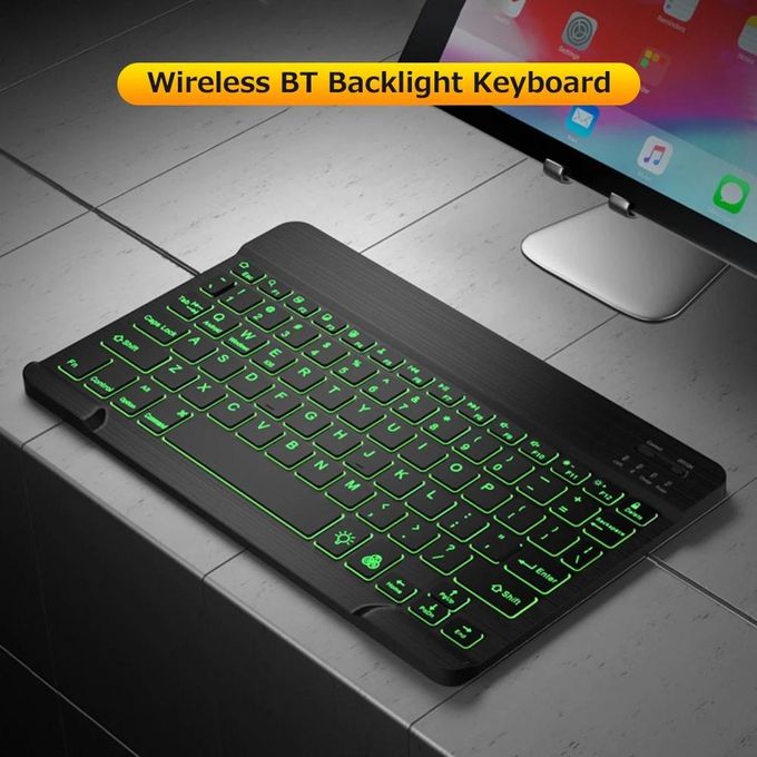 Generic 10" Wireless BT Keyboard Ultra-thin Rechargeable Mixed Light ...