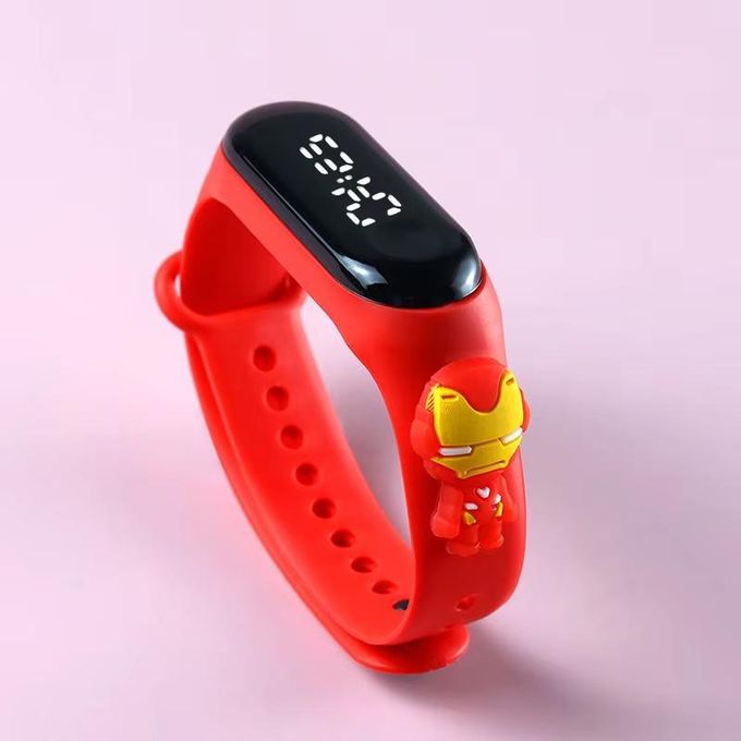 Fashion Kids Red Iron Man LED Watch - Cartoon Digital