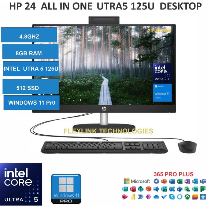 Hp 24" All-in-One Desktop - Intel Core Ultra 5 125U (Up to