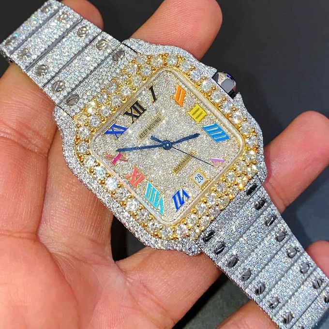 Fashion Latest 2024 Premium Bling Bling Diamond Silver/Gold Wristwatch ...